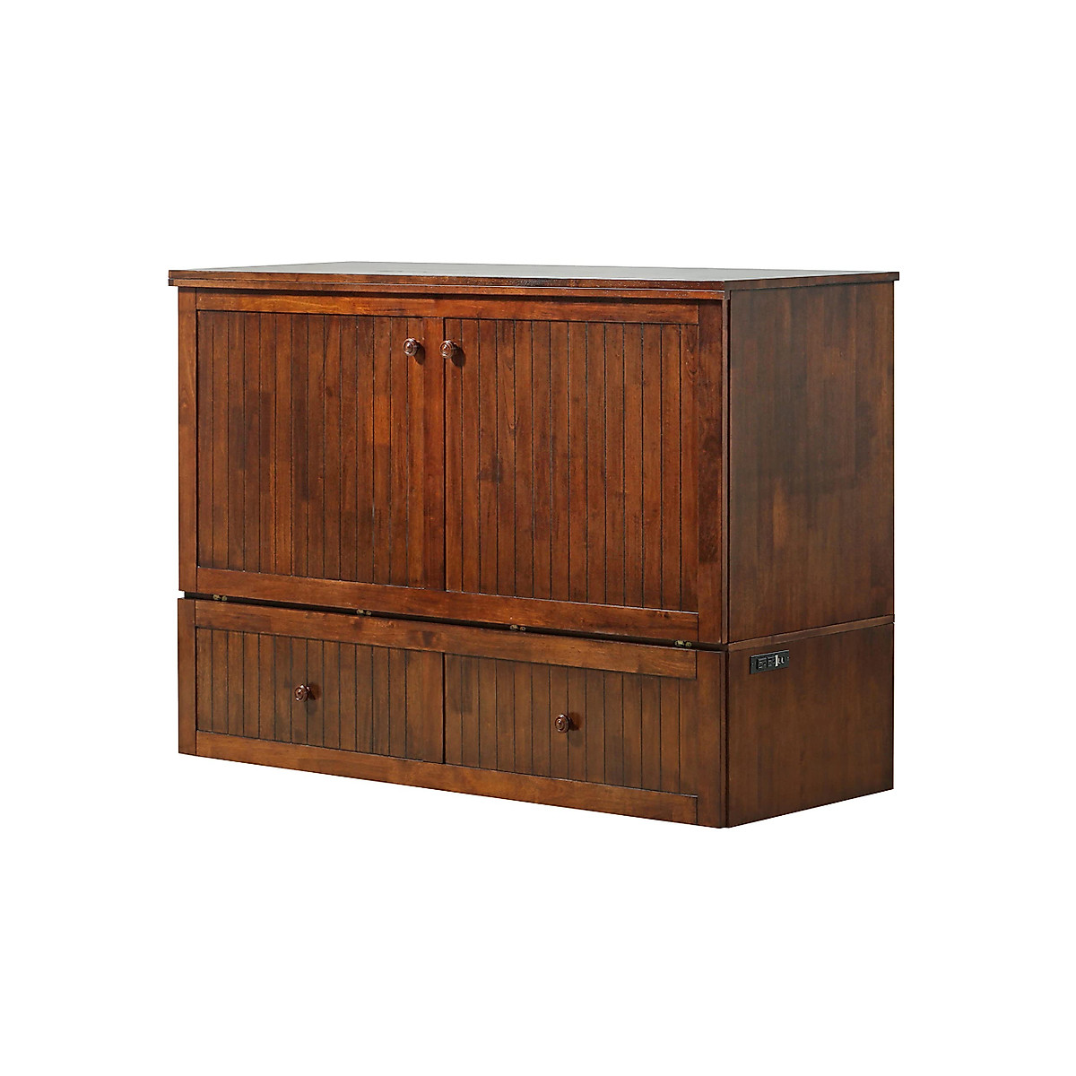 Murphybedz Tuscany Murphy Cabinet Chest Bed with Charging Station 6 Inch, Queen (Tobacco)