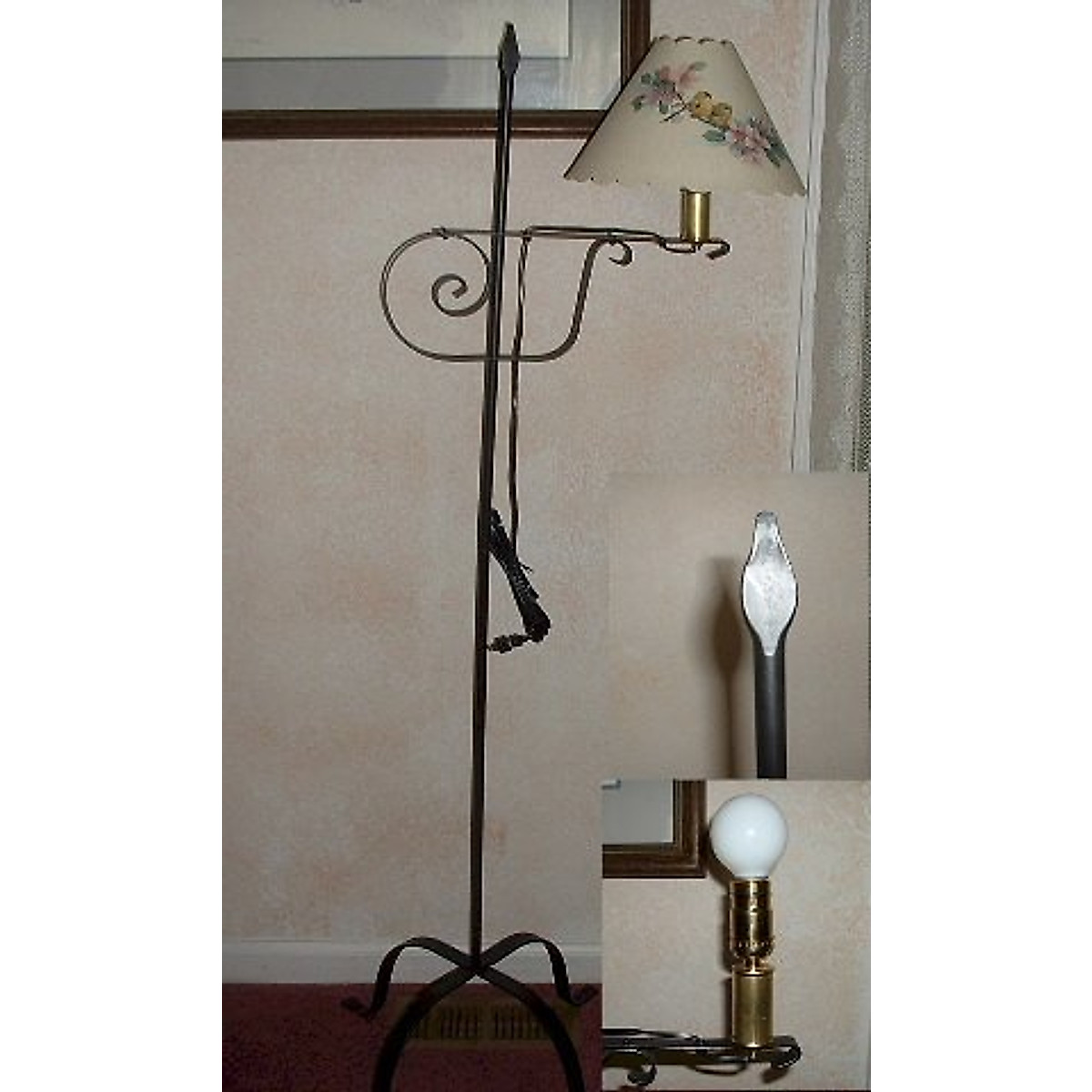 Wrought Iron Floor Lamp Flame Top - Amish Made