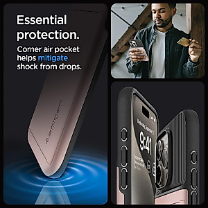 Spigen Slim Armor CS Designed for iPhone 15 Pro Max Case (2023) [Military-Grade Protection] - Rose Gold