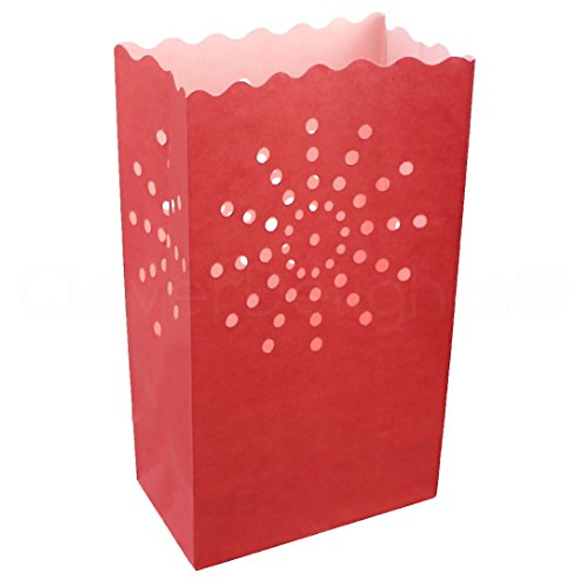 CleverDelights Red Luminary Bags - 50 Count - Sunburst Design - Wedding Party Christmas Holiday Luminaria
