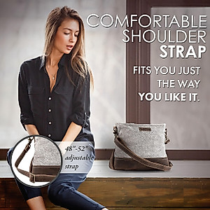 SIXTEASE Womens Shoulder Bag Vintage Style Shoulder Bags for Women - Made with Genuine Leather, Upcycled Canvas, or Hair On - Handmade, Adjustable Strap, Brass and Zinc Hardware - Raffle