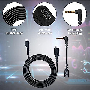 QJYTH Replacement Cable Cord Compatible with SteelSeries Arctis 3, Arctis Pro Wireless, Arctis 5, Arctis 7, Arctis Pro Gaming Headset, Audio Cable 3.5mm Fit for GameDac(2 in 1, Black)