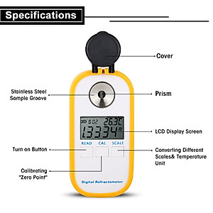 Brixometer Sensitive Portable Refractometer Lightweight Easy to calibrate Honey Pears and Grapes