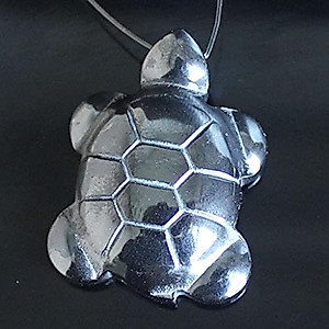 Gemstone crystal Hematite turtle pendant bead for necklace 1''