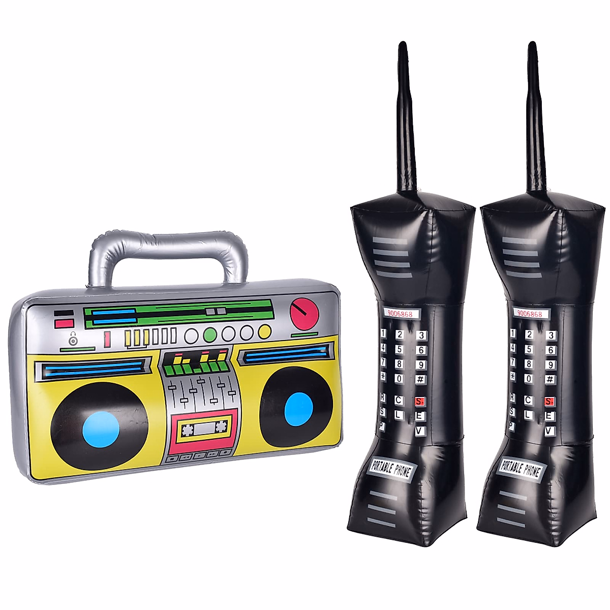 3 PCS Inflatable Boombox Inflatable Mobile Phone for Cosplay Props Hip Hop Theme Birthdays Weddings Graduations 80s 90s Party Decorations