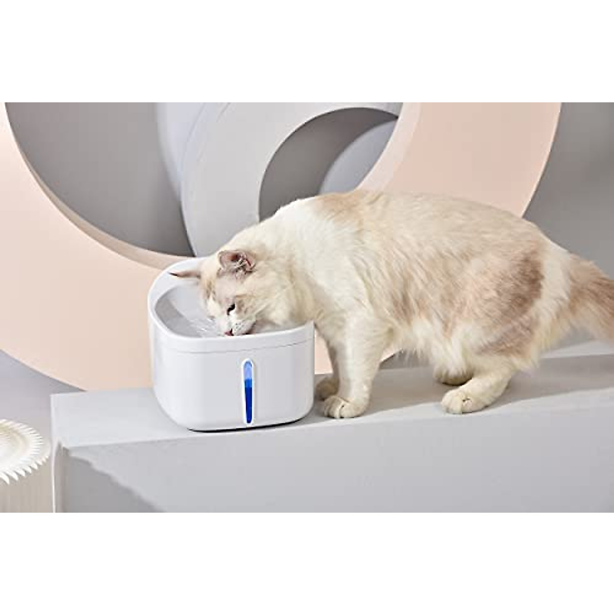 DOGNESS Pet Fountain Cat Water Dispenser Healthy and Hygienic Drinking Fountain 2L Automatic Electric Water Bowl for Dogs, Cats, Birds and Small Animals (White)