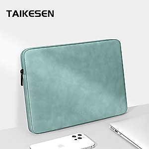 TAIKESEN Laptop Sleeve Compatible with MacBook Air/Pro, 13-13.3 inch Notebook, Compatible with MacBook Pro 14 2023 A2779 M2 A2442 M1 A2681 A2337 /Pro 13 A2338, PU Material Bag with Small Case, Green