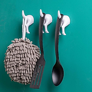 Dog Tail Shape Key Holder Adhesive Hooks Key Hooks Coat Hooks Utility Hooks Decorative Wall Hooks for Kitchen Office Room Bathroom Bedroom(Black)