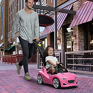 Step2 Whisper Ride Toddler Push Car, Pink – Ride On Toy with Included Seat Belt, Easy Storage and Transport, Steering Wheel for Pretend Play – Push Toy Car Makes a Great Stroller Alternative