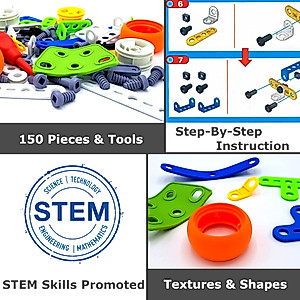 Jr. Engineer - Robot & Airplane | Junior Educational Stem Learning Construction Set for Boys & Girls 5+ Years | 150 Piece Creative Engineer Set (Tools Included), Build 5 Models & More!