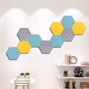 Felt Wall Stickers, Bulletin Board Cork Board Tiles Set, Hexagon Pin Board Self Adhesive for Office Classroom Photos Memos Display Board Pads Pictures Drawing Goals Notes Colorful Foam Nursery Decor