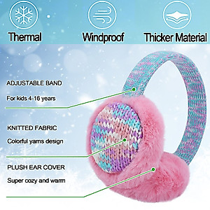 BAOPLAYKIDS Kids Knit Earmuffs Winter Outdoor Ear Warmers Soft Plush Ear Muffs for Boys Girls 4-16 Years