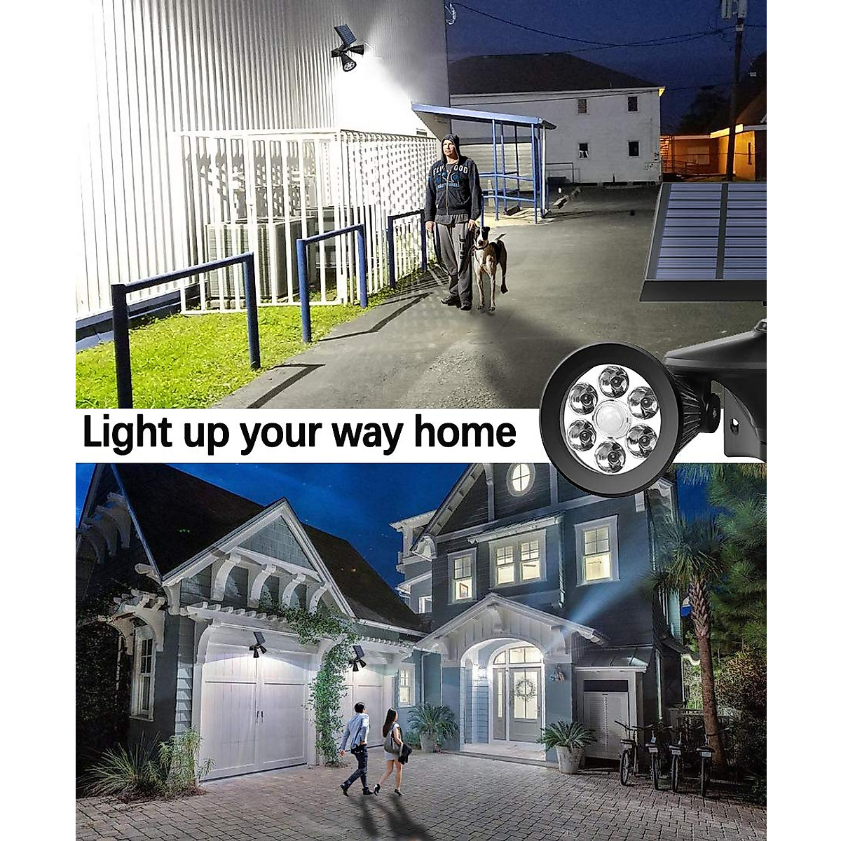 Egreat Outdoor Solar Light, Motion Sensor Security LED Light Dusk to Dawn Wireless, 2-in-1 Solar Powered Landscape Spot Lights Waterproof for Yard Driveway Lighting, (Black, Solar PIR Spotlight)