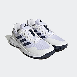 adidas Men's GameCourt 2 Tennis Shoe, White/Team Navy Blue/White, 10.5