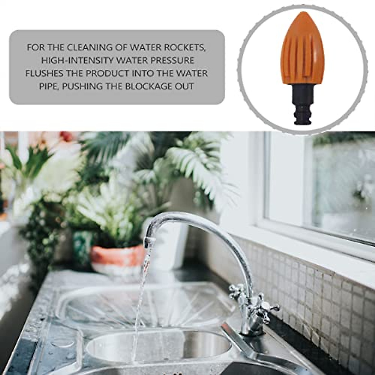 Angoily Head Garden Machine Accessories Clog Hose Black Flush Plastic Sewer Drain Connector Tools Orange Gutter Parts Water Flushing Nozzle Softer Washer Jetter Power Pressure Remover