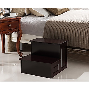 Kings Brand Furniture - Danial Large Step Stool for Adults and Kids for Bedroom, Kitchen Bathroom, Bed Steps for High Beds, Cherry