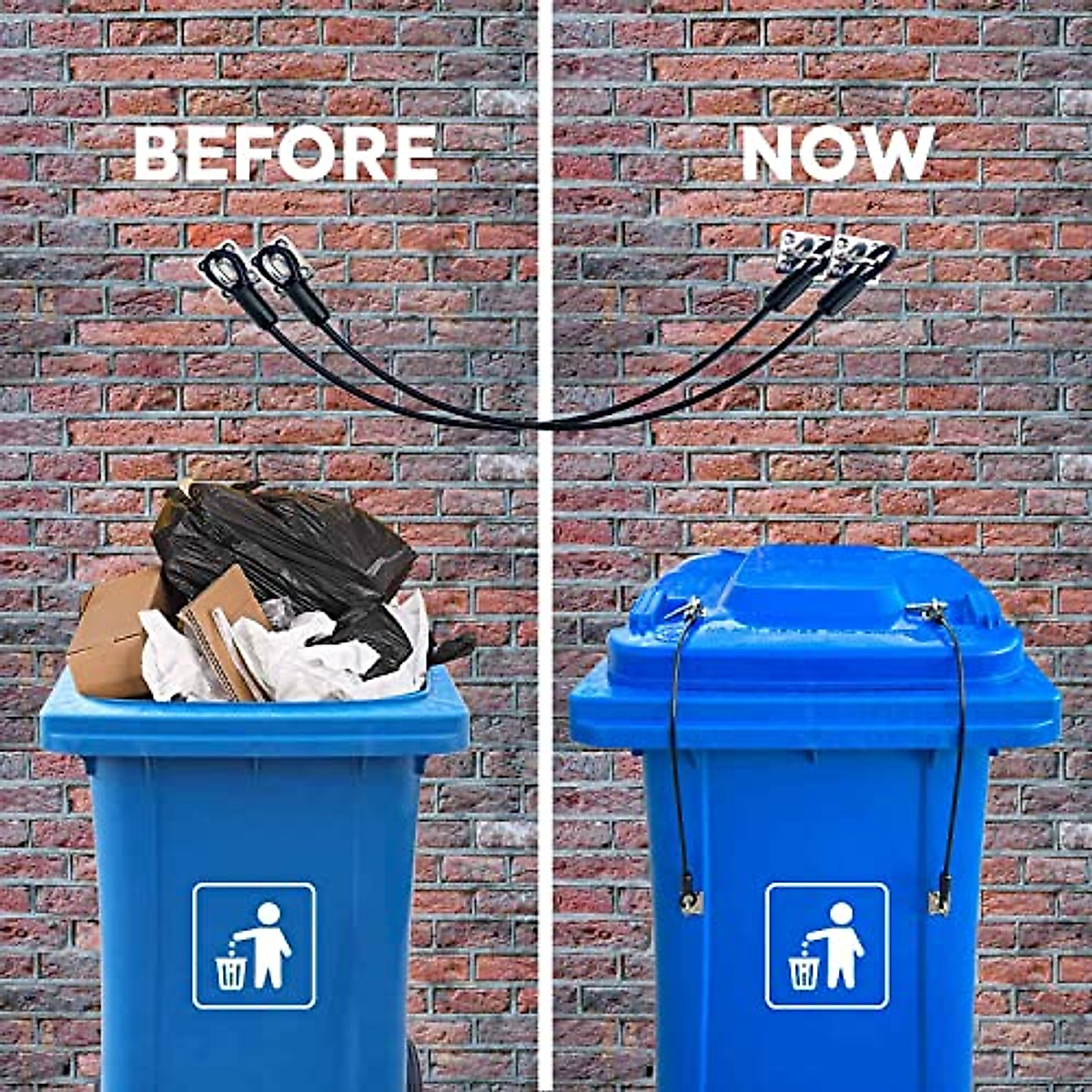 timebetter Bear Proof Trash Can Lid Lock - Trash Can Locks for Animals, Squirrel, Raccoon Proof Garbage Cans, Universal Fit