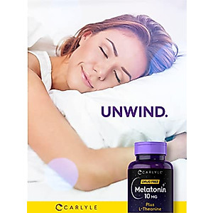 Carlyle Melatonin 10mg | with L-Theanine | 150 Tablets | Extra Strength Formula | Vegetarian, Non-GMO, Gluten Free