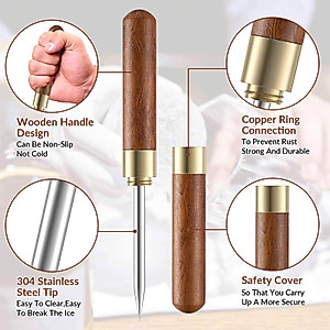 Rerdeim 【Pack of 2】Ice Pick, Ice Pick Tool With Cover Non-Slip, Ice Picks Stainless Steel For Breaking Ice, Easy Grip, For Kitchen, Bars, Camping, Restaurant, Bartender