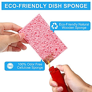 Zhengmy 100 Pieces Kitchen Sponge Bulk Natural Sponges for Dishes Compressed Wood Pulp Sponges Cleaning Sponge Without Scratching for Kitchen Bathroom, 3.9 x 2.4 x 0.12 Inch