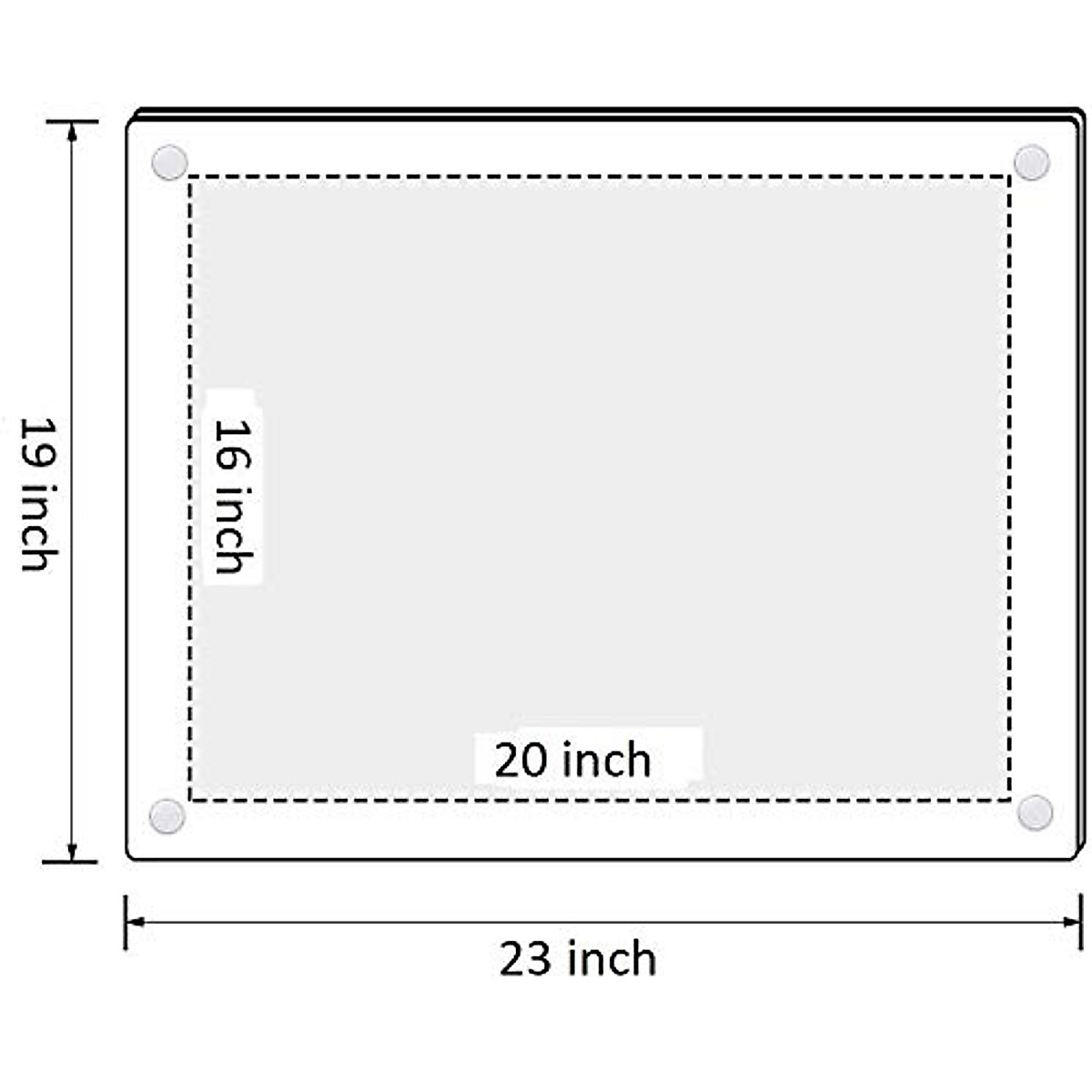 DistinctAndUnique 16" x 20" Clear Acrylic Wall Mount Floating Frameless Picture Frame Double Panel Plexiglass Display with Metal Standoff for Photos Artwork Posters Paintings (Full Frame is 19"x23")