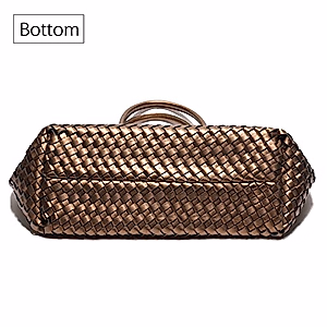 Weayouth Woven Bag Shopper Bag Travel Handbags and Purses Women Tote Bag Large Capacity Shoulder Fashion Bags 2022 (Bronze)