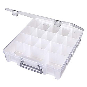 AB Designs 6823ABD Super Satchel with Removable Dividers, Stackable Home Storage Organization Container, Clear with Sliver Latches and Handle