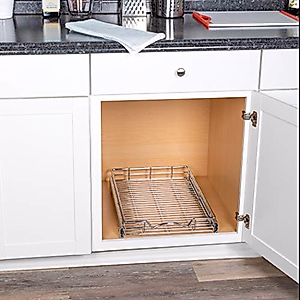 Hold N’ Storage Pull Out Cabinet Drawer Organizer, Heavy Duty-with 5 Year Limited Warranty- Slide Out Shelves, -14”W x 21”D - Requires At Least a 15-1/4” Cabinet Opening, Steel Metal, Chrome Finish