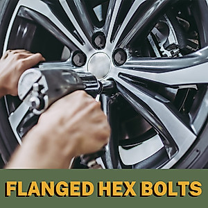 LIONMAX M6 x 12mm Hex Head Flange Bolts, Hex Flanged Bolts with Black Oxide Finish, Rust-Resistance, Grade 10.9 Carbon Steel, Quantity 50