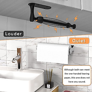 Paroto Paper Towel Holder Under Cabinet, One Hand Tear Adhesive Paper Towel Holder Wall Mount with Ring Spring, Stainless Steel Paper Holder Rack for Kitchen Bathroom