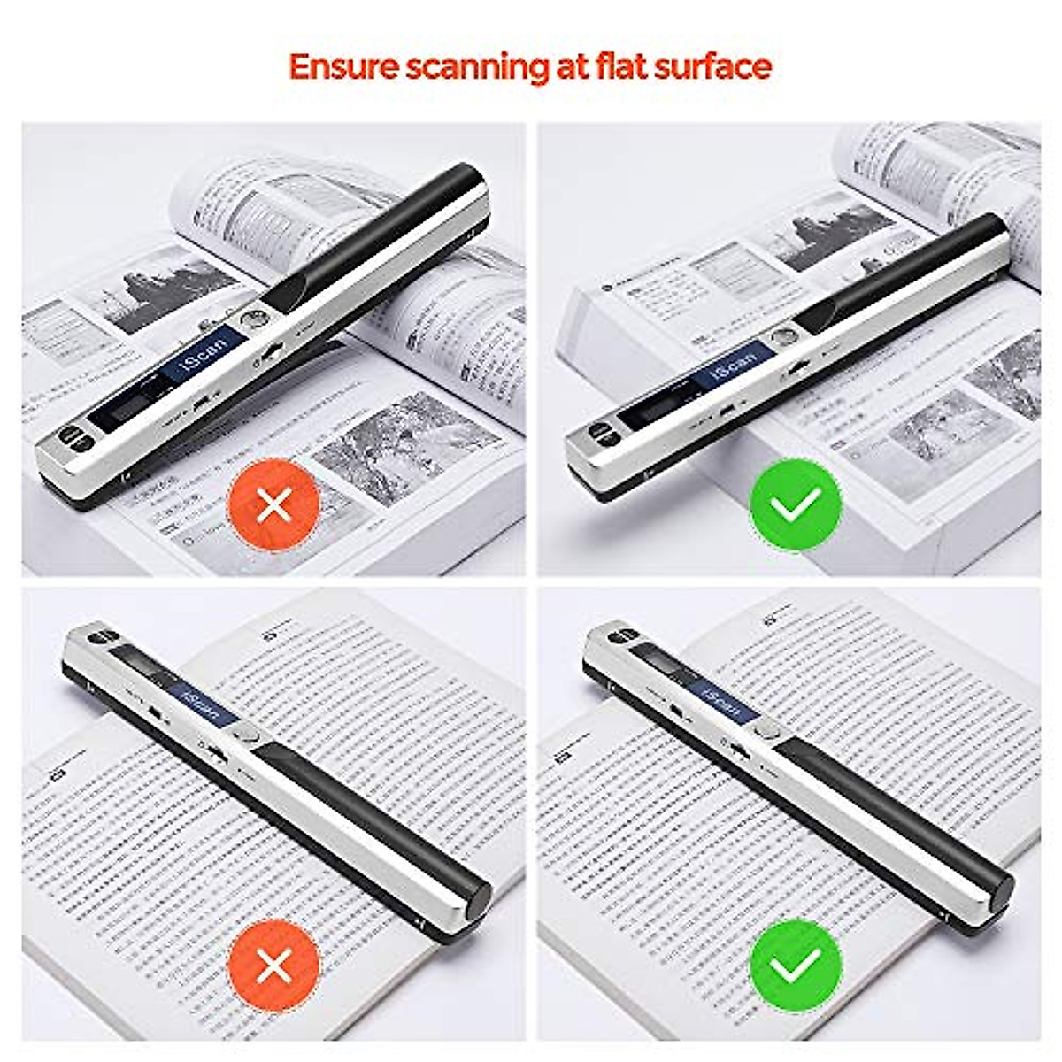 MUNBYN Portable Scanner, Photo Scanner for A4 Documents Pictures Pages Texts in 900 Dpi, Flat Scanning, Include 16G SD Card, No Driver