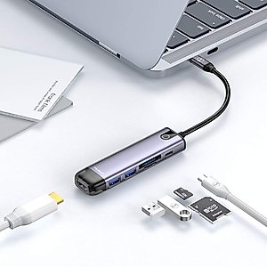 Mcdodo USB C Hub Adapter, 6 in 1 Type C Hub with 4K USB C to HDMI, 2 USB 3.0 Ports, SD/TF Card Reader, 100W USB C PD Charging Thunderbolt 3, Compatible with MacBook Pro Air, Chromebook Pixel, Phone