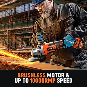 Angle Grinder Cordless,Cordless Grinder With Battery And Charger,4000mAh Batteries,21V,10000RPM Brushless Motor Metal Grinder,4-1/2'' Cutting Wheels, Flap Disc,Cordless Metal Cutting Tool