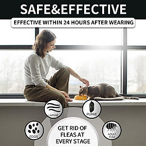 4 Pack Flea Collar for Cats, Cat Flea and Tick Collar 32 Months Cat Flea and Tick Treatment Collar, Waterproof Adjustable Cats Kitten Flea Collar, Tick and Flea Prevention Collar for Cat, Black Grey