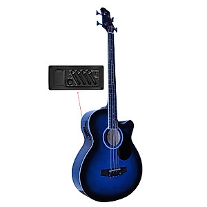 Vizcaya Full Size 4 Strings Cutaway Acoustic-Electric Bass Guitar With 4-Band Equalizer,5mm Padding Gig Bag,Strap, Picks-Blue