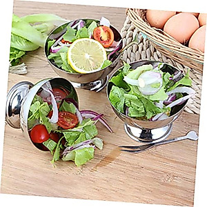 Hoement 1Pc stainless steel dessert cup salad bowl metal sauce cup stainless steel revere bowl footed ice cream dishes ice cream cups stainless steel parfait cup Fruit Cup Glass insulation