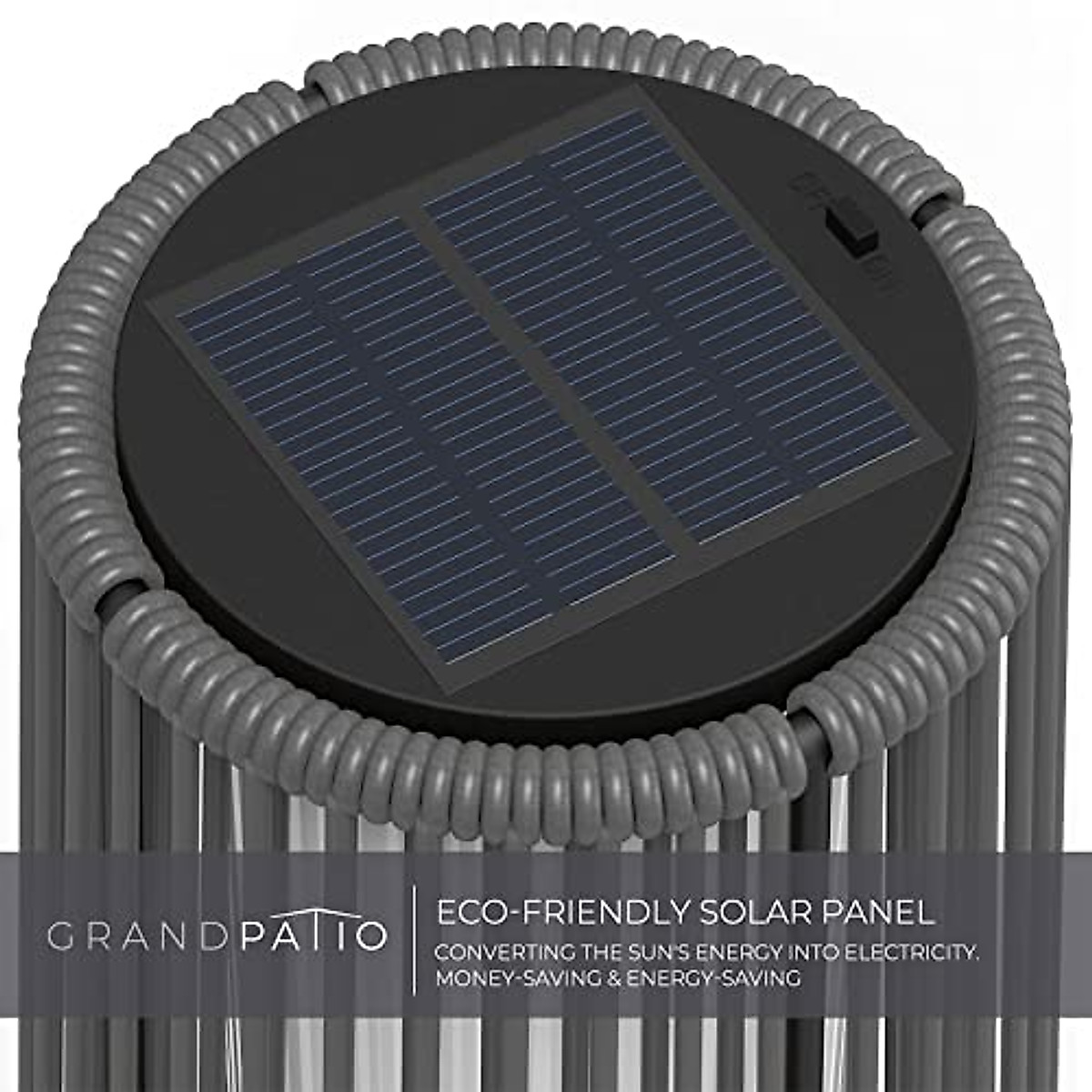 Grand patio Outdoor Solar Floor Lamp Resin Wicker Solar Light Outdoor Waterproof for Yard, Garden, Pathway, Deck, Gordes 2 Pack, Grey