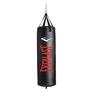 Everlast NevaTear 70 Pound Hanging Heavy Punching Bag with Powder Coated Steel Heavy Bag Stand for MMA and Boxing Training, Black