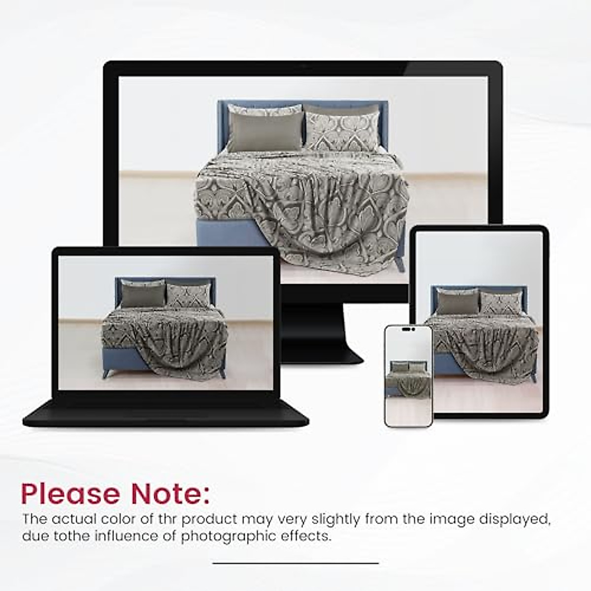 Lux Decor Queen Sheet Set, 6-Pc Cooling Bed Set, Breathable Hotel Style Sheets, Microfiber Sheets Deep Pockets, Easy-Fit, Soft & Wrinkle Free Oeko-Tex Paisley Bed Sheets (Queen, Grey)