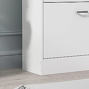 Hitow Shoe Storage Cabinet, Narrow Shoe Cabinet with 3 Flip Drawers & Adjustable Shelf, Space Saving Entryway Freestanding Shoe Rack, White (23.6" W x 9.4" D x 45.5" H)