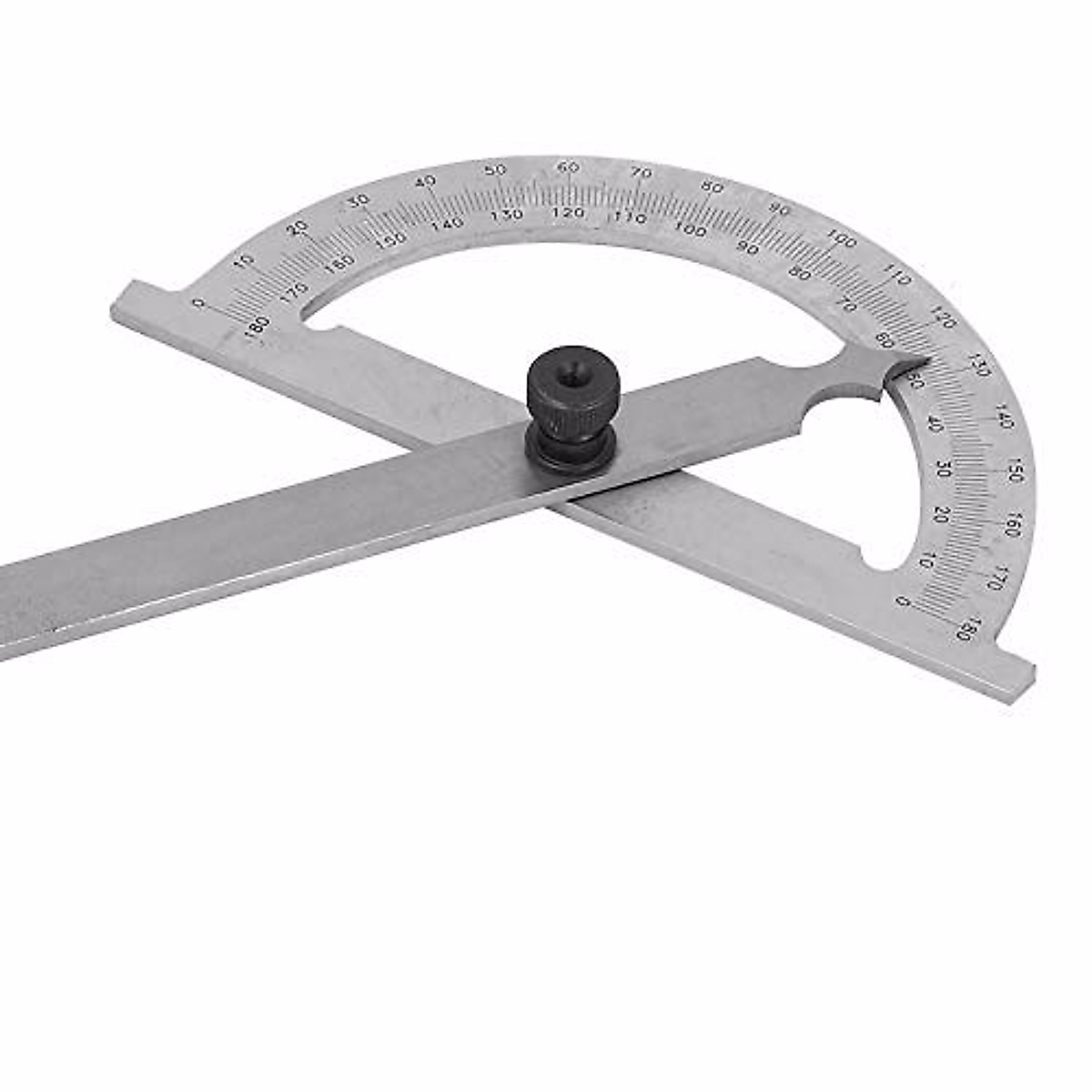 180 Degree Protractor, 80 * 120mm Carbon Stainless Steel Chrome Plating Protractor Rotary Angle Finder Measuring Ruler Tool for Woodworking