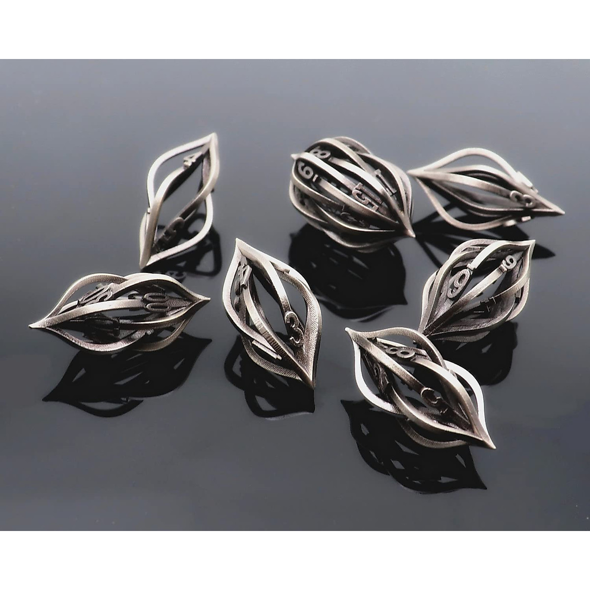 CREEBUY Metal DND Game Dice Set: Arcanum Dice for Dungeon and Dragons Table Games-Metal 3D Printed Hollow Dice Polyhedral D&D RPG MTG Game Alien Dice Creative Gift for Families,Friends