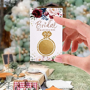50 pack Bridal Shower Scratch Off Game，Rose Wine Red Flowers Bridal Lottery card, Country Wedding, Bridal Shower, Bridal Lottery Tickets, Wedding Shower Ideas (Diamond Ring Watercolor Plants)