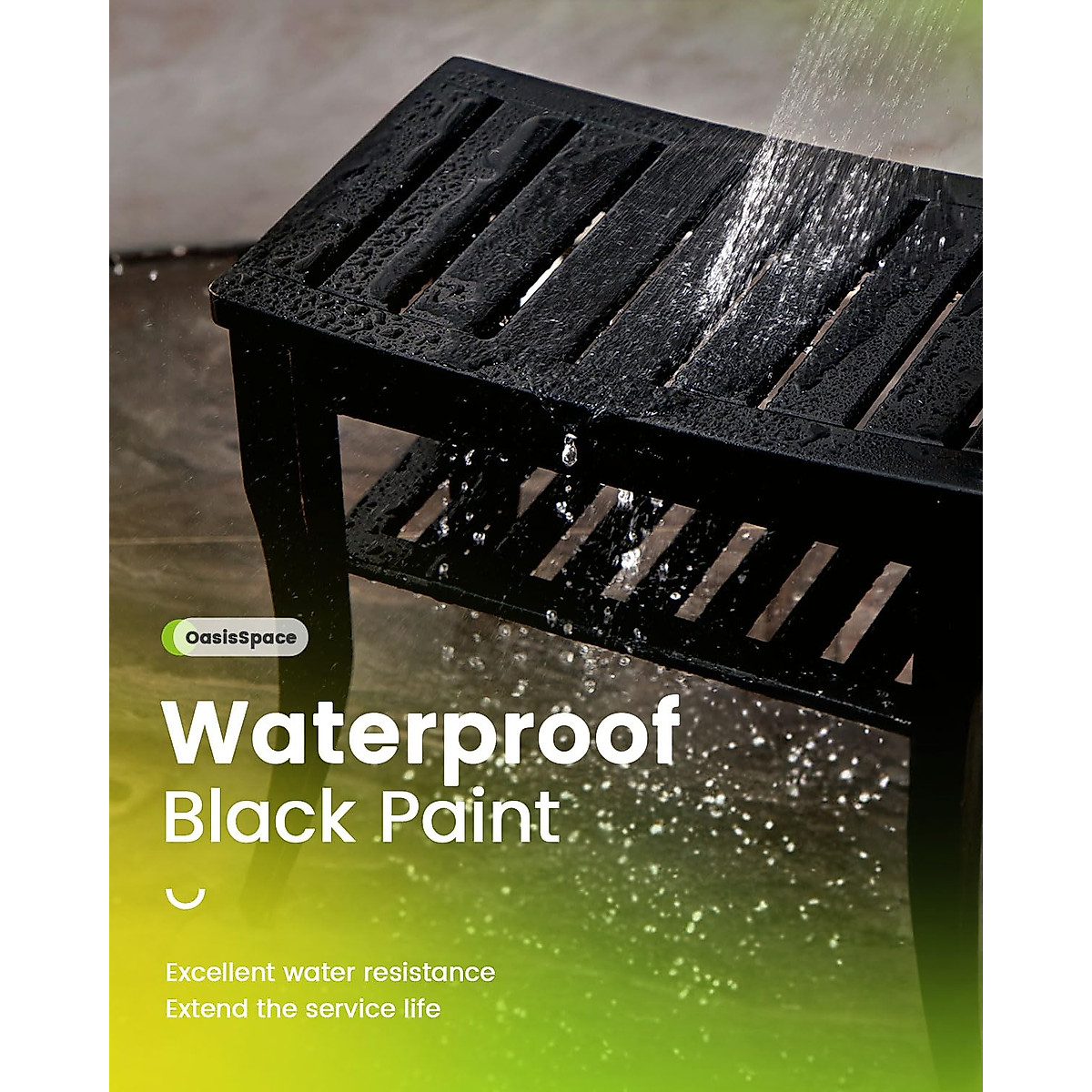 OasisSpace Bamboo Shower Bench with Storage Shelf, Waterproof Shower Chair Wooden Spa Bath Organizer Seat Stool for Inside Shower, Bathroom Bench Seat for Adults Seniors Elderly for Indoor or Outdoor