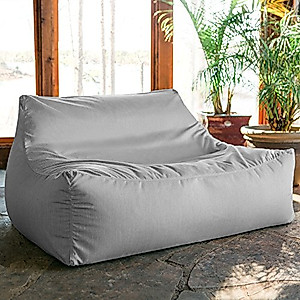 Jaxx Lavista Outdoor Bean Bag Loveseat / Modern Patio Sofa, Sunbrella, Granite
