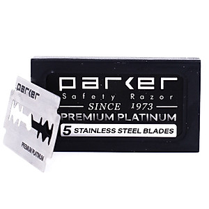 Parker 100 Count, Parker Double Edge Safety Razor Blades, Premium Platinum Stainless Steel Razor Blades with PTFE, Tungsten and Chromium Coated Edges for Smooth, and Comfortable Shaves