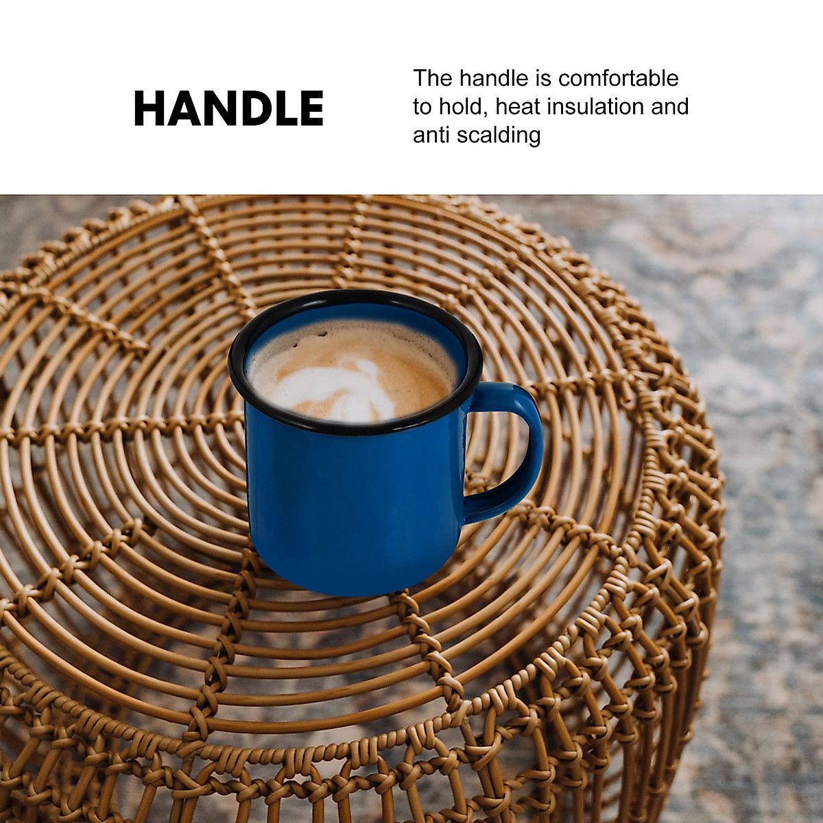 Operitacx Enamel Coffee Mug Camping Cup: Vintage Tin Tea Cup Metal Beer Mugs Water Drinking Cup for Outdoor Hiking Travel Picnic Milk Beverage Drinks Blue