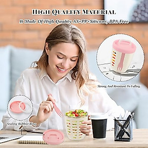 Salad Container for Lunch with Fork, Fruit cups with Lid and Handle, Fruit Storage Containers for Fridge Keep Fresh, 22 oz Food Storage Container Set BPA-Free for Kitchen, Office, Party, Camping