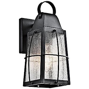 NygrAd Tolerand 12" 1 Light Textured Black Outdoor Wall Sconce with Clear Seeded Glass
