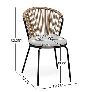 KEIKI Rattan Patio Chairs Set of 2,Outdoor Indoor Dining Armchair for Porch Backyard Garden